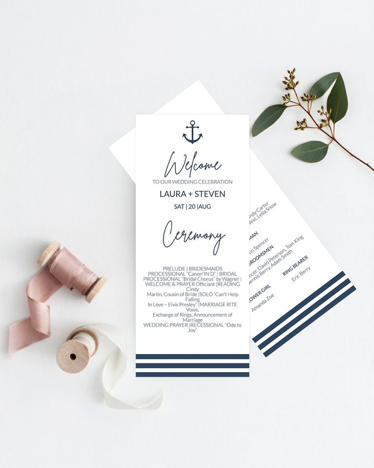 Nautical Anchor Wedding Invitation Bundle Suite - Do It Yourself Printables