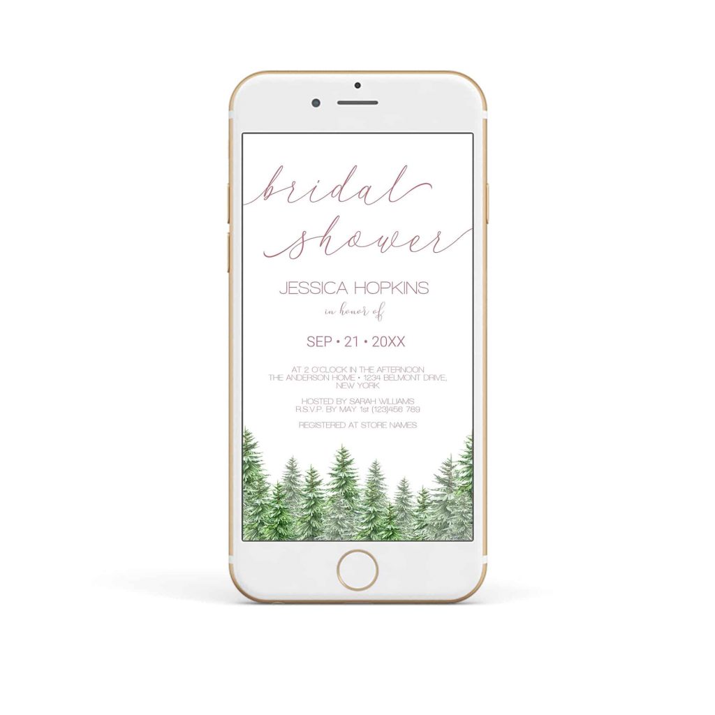 Pine Tree Bridal Shower Invitation Template | Do It Yourself Printables