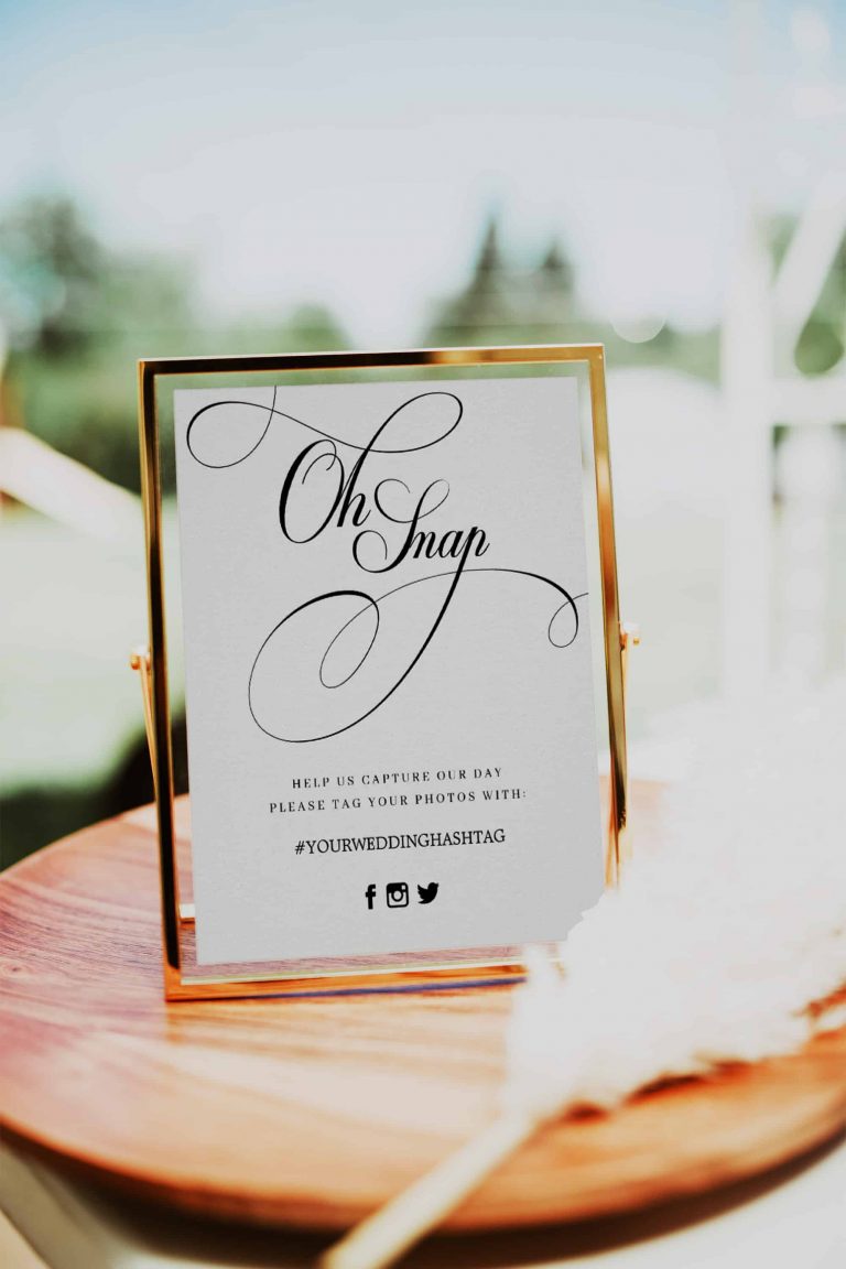 Modern Script Oh Snap Hashtag Wedding Sign | DIY Printables
