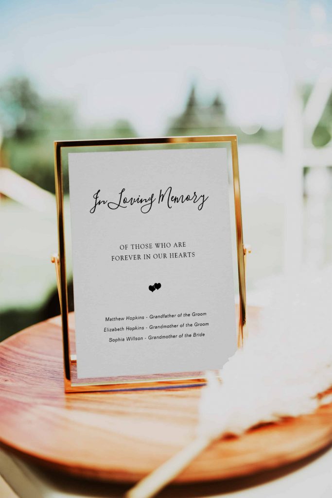 Elegant Script In Loving Memory Memorial Sign | DIY Printables