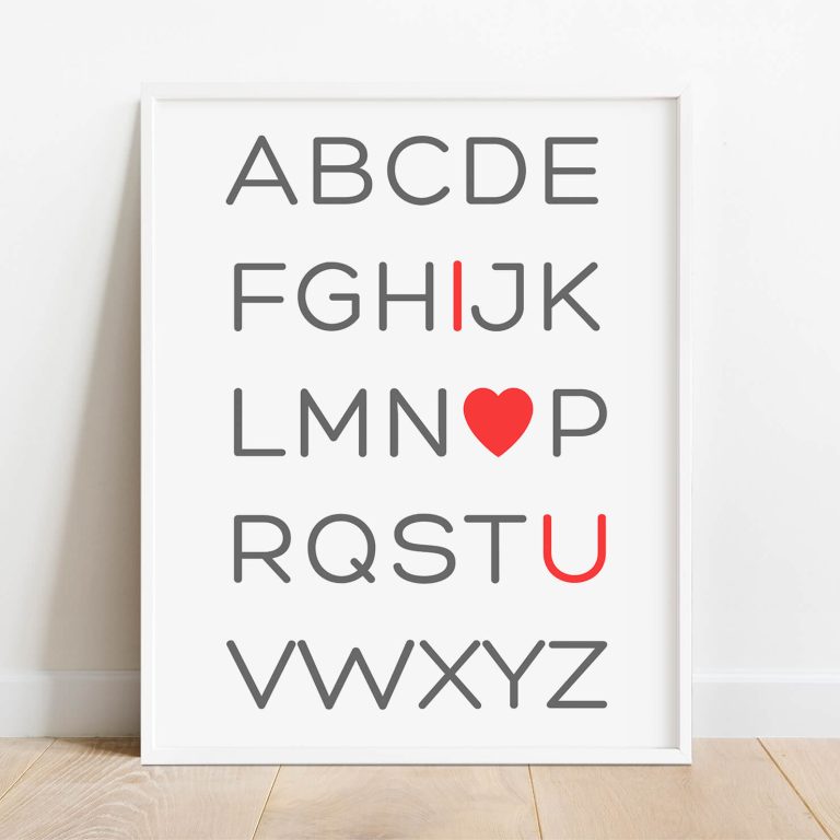ABC Alphabet I Love You Nursery Decor Poster | Do It Yourself Printables