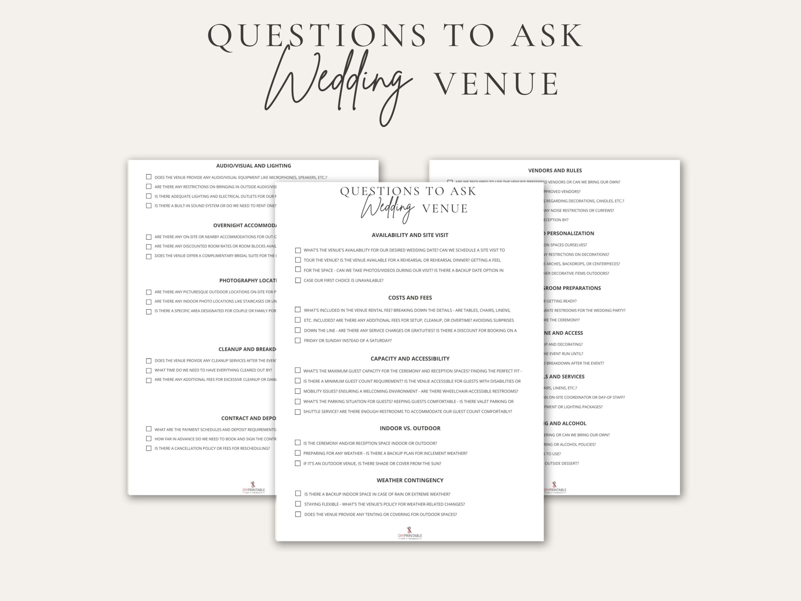 61 Questions To Ask Wedding Venue