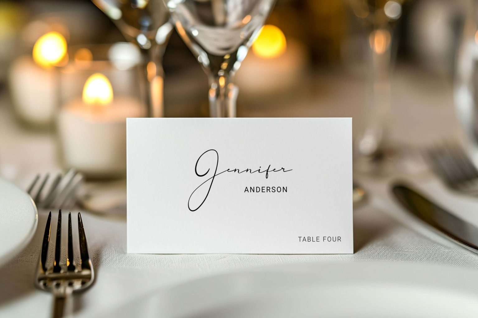 Minimalist Place Cards Template With Meal Choice Icons | DIY Printables