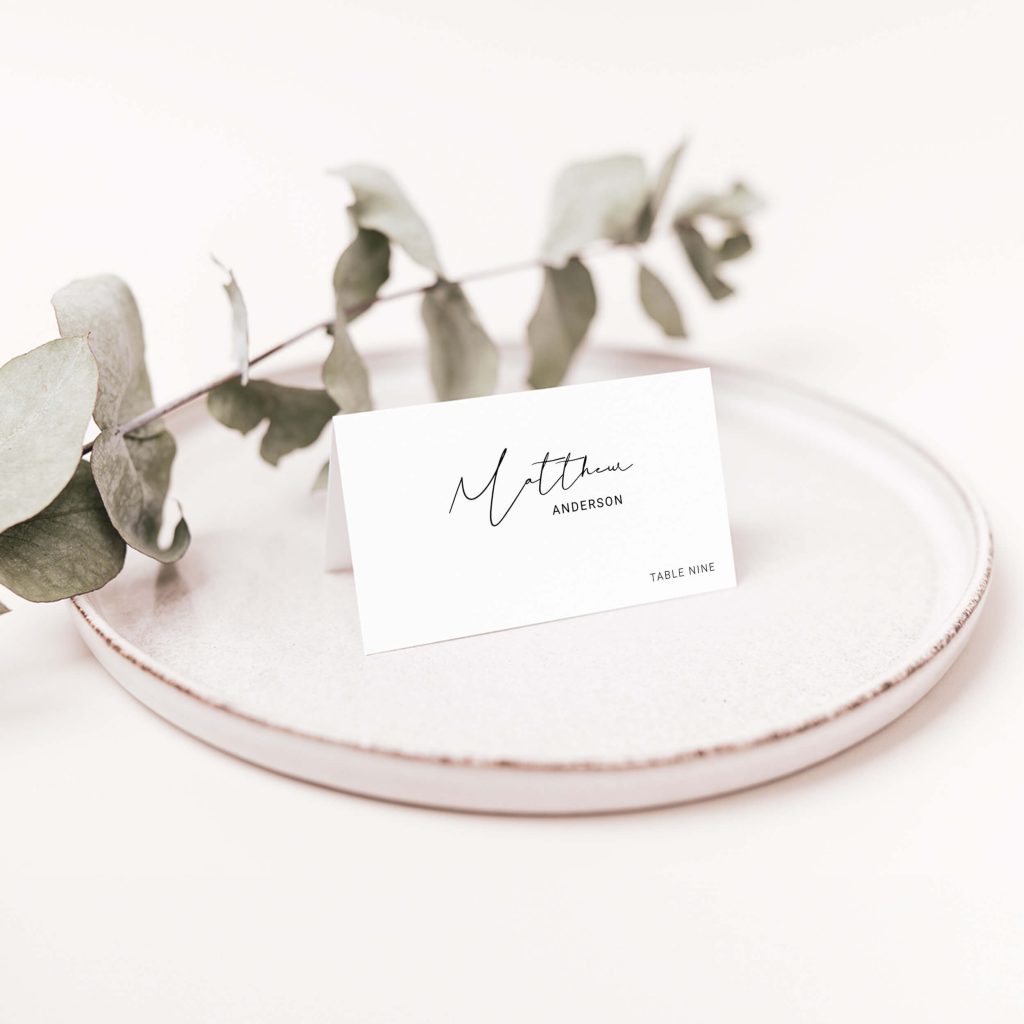 Minimalist Place Cards Template With Meal Choice Icons | DIY Printables