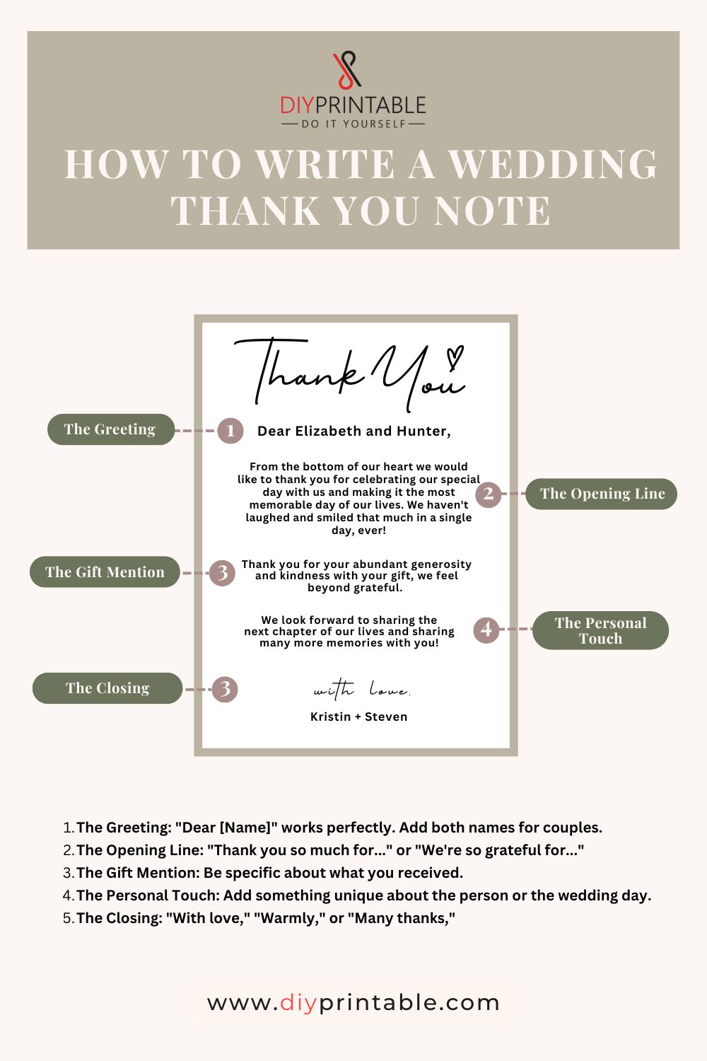 How To Write Wedding Thank You Cards & Wording Examples | DIY Printables