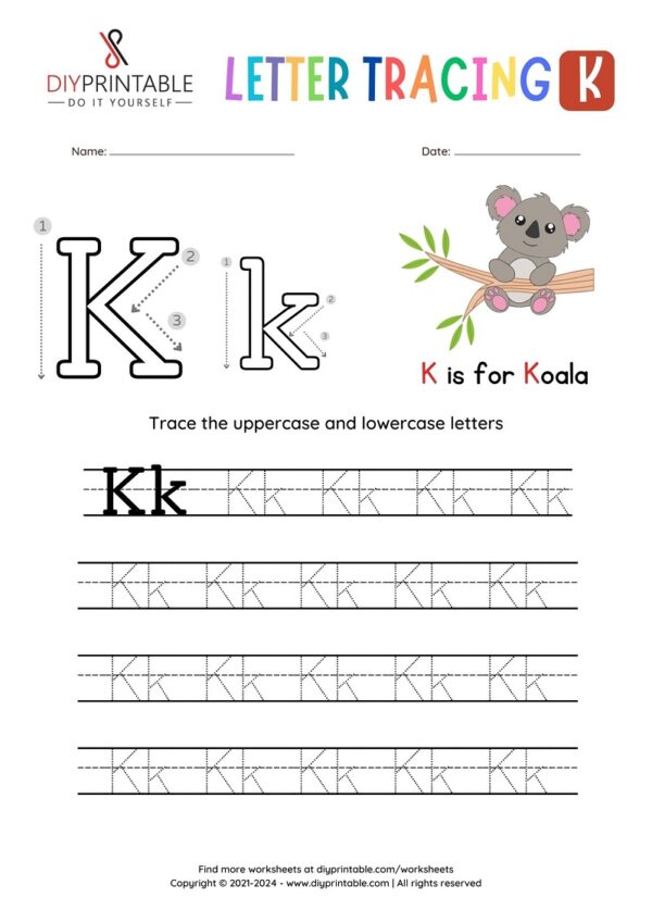 Tracing The Letter K Free Printable | DIY Printables