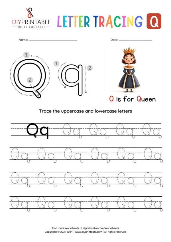 Tracing The Letter Q Free Printable | DIY Printables