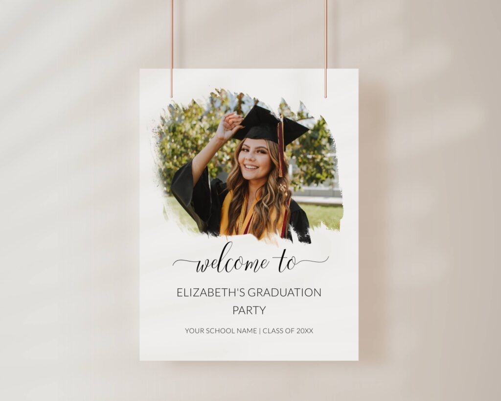 Brush Frame Photo Graduation Welcome Sign Template | DIY Printables