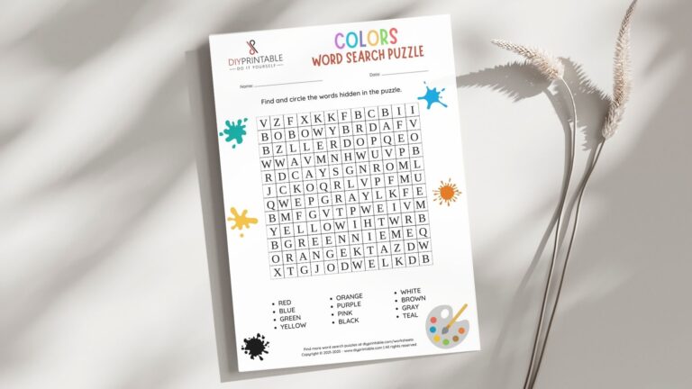 Free Printable Colors Word Search | Do It Yourself Printables
