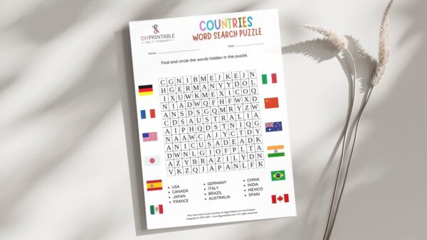 Free Printable Countries Word Search | DIY Printables