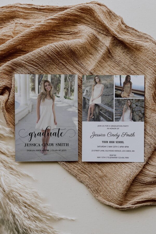 Modern Photo Graduation Invitation Template | DIY Printables