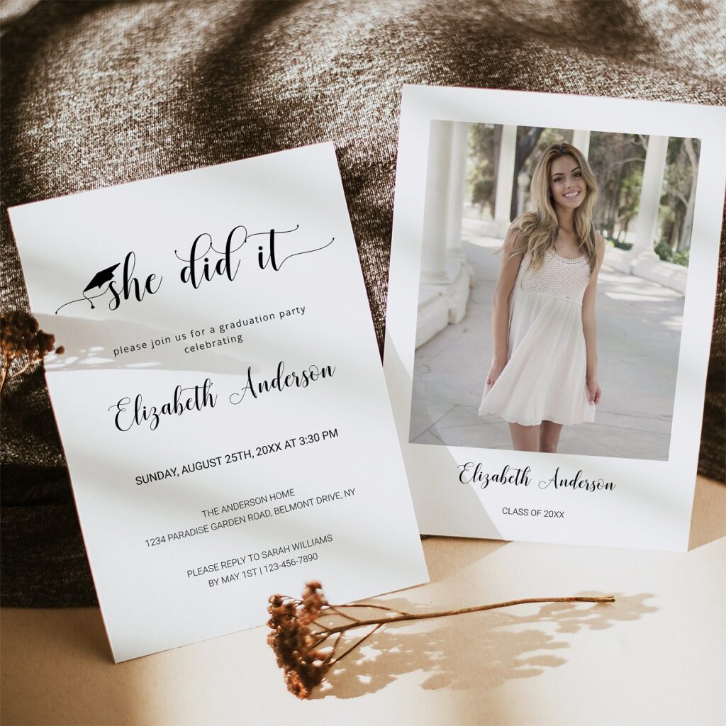 She Did It Graduation Invitation Template | DIY Printables