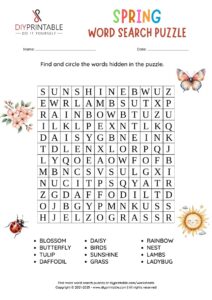 Free Printable Spring Word Search | DIY Printables