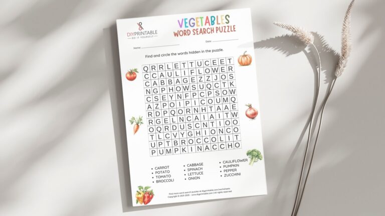 Free Printable Vegetables Word Search | DIY Printables