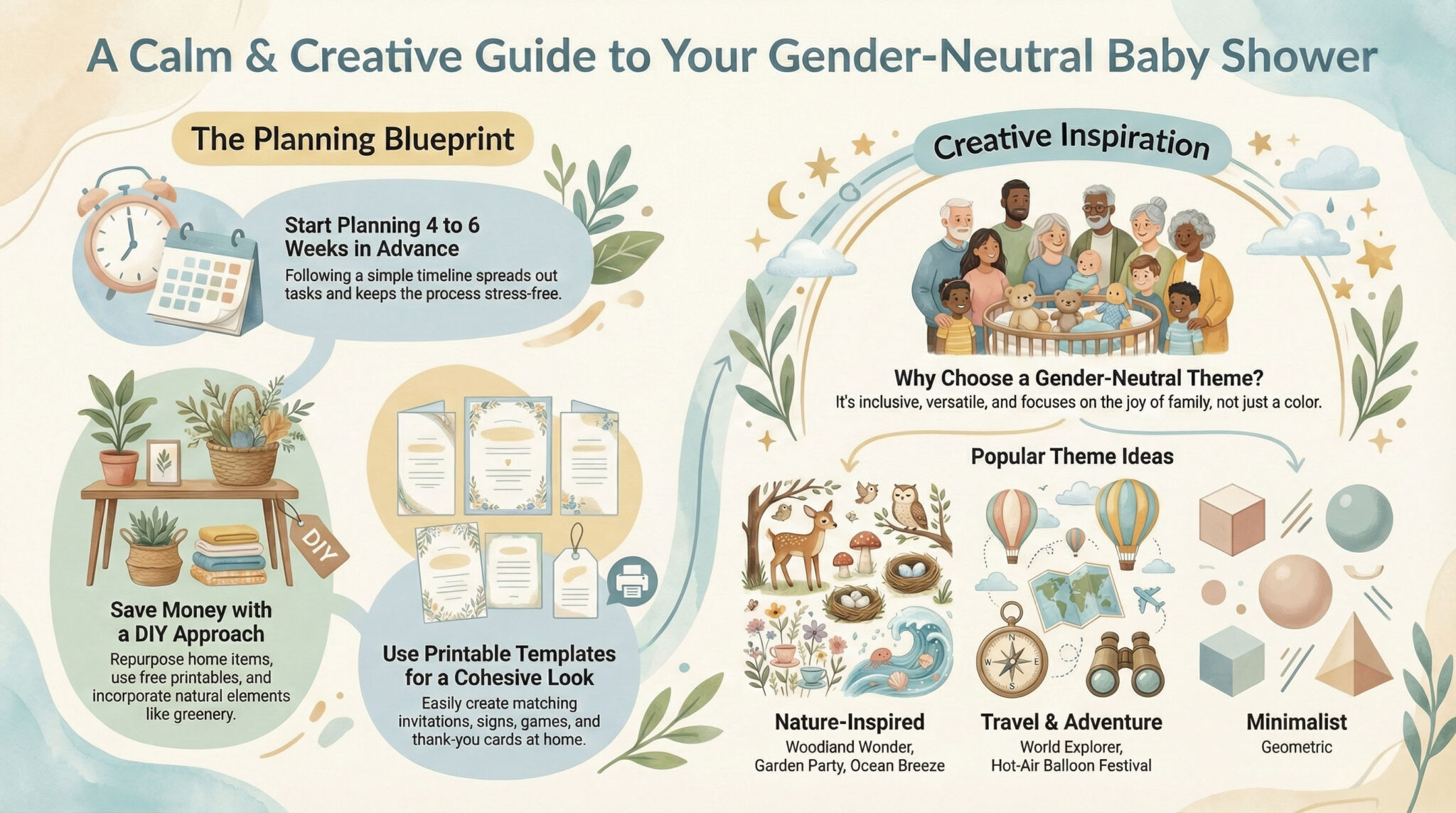 30 Gender Neutral Baby Shower Themes | DIY Printables